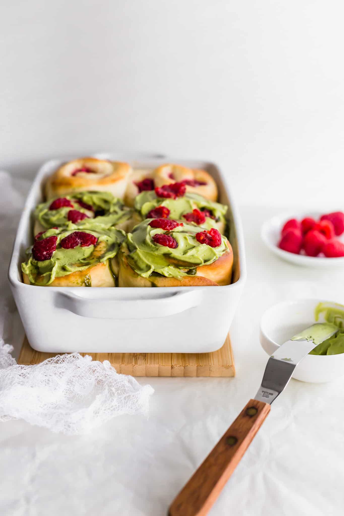 Matcha Raspberry Cream Cheese Rolls | Sift & Simmer