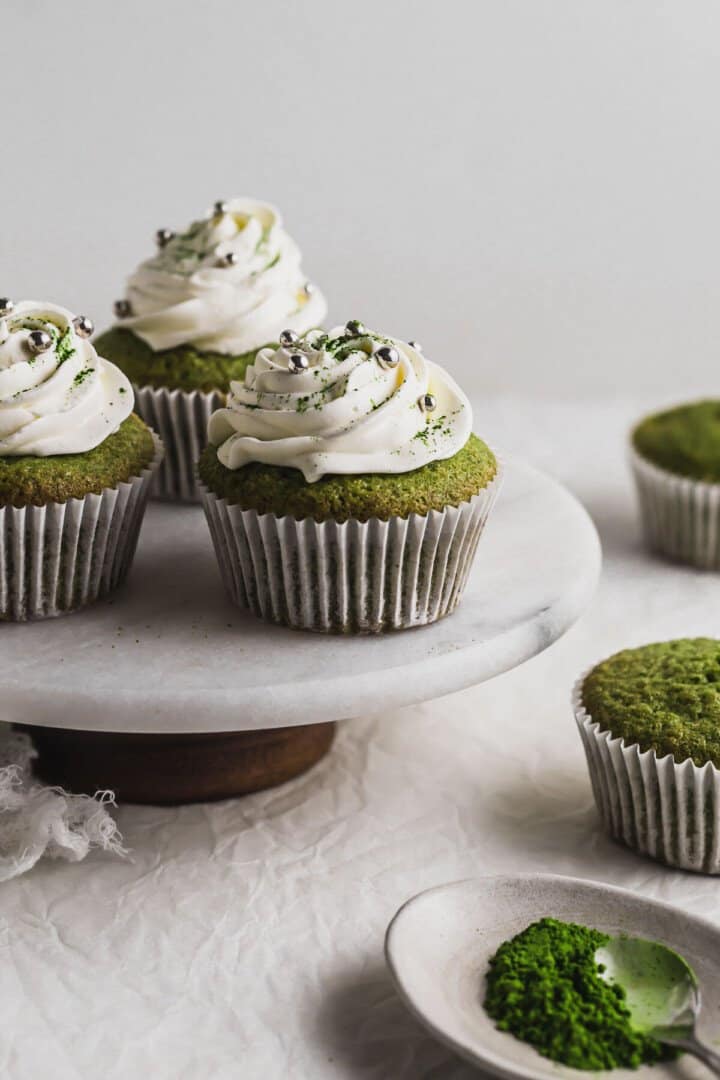 Matcha Cupcakes with Whipped Cream Frosting | Sift & Simmer