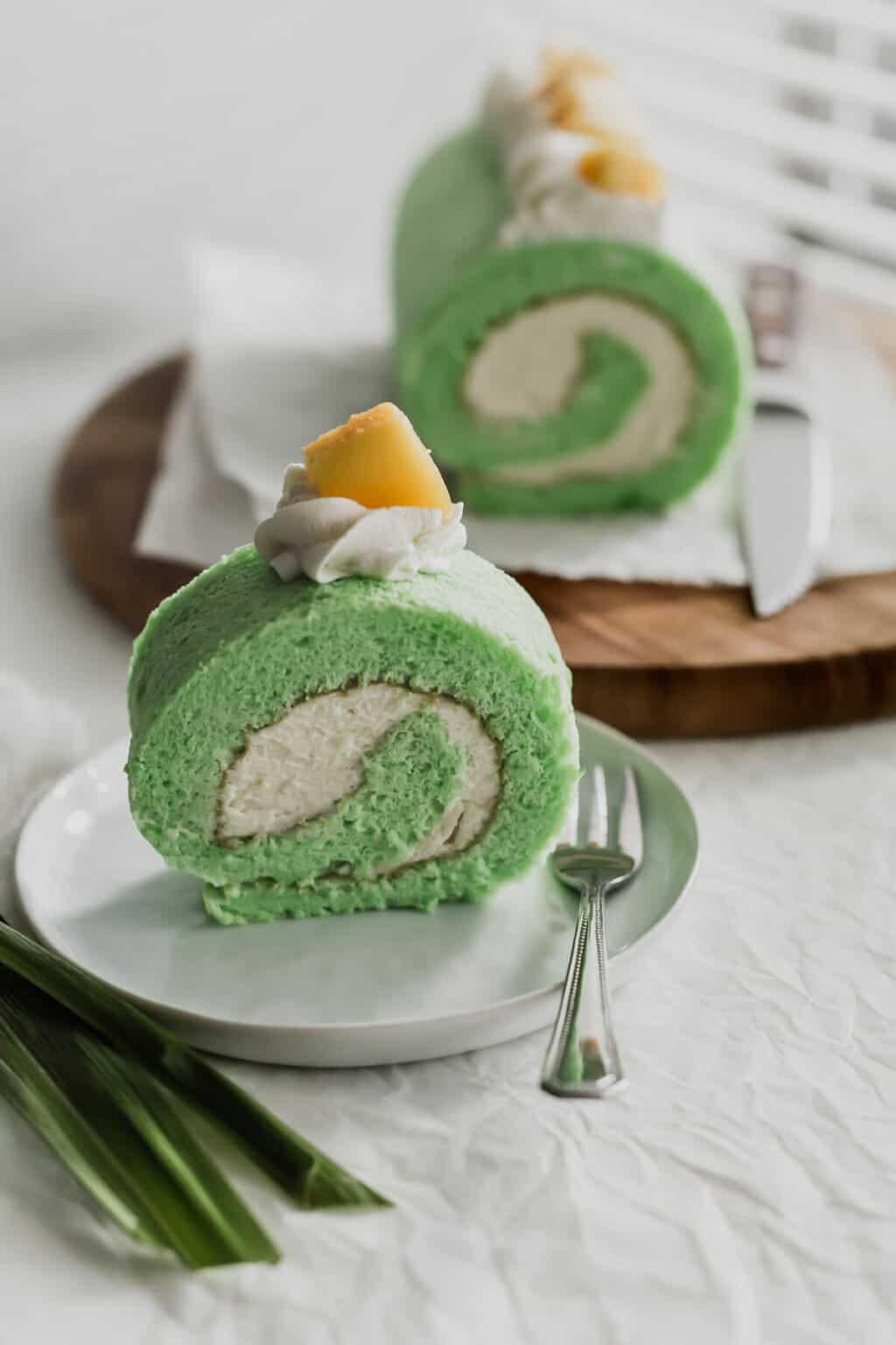 Pandan Durian Cream Roll Cake | Sift & Simmer
