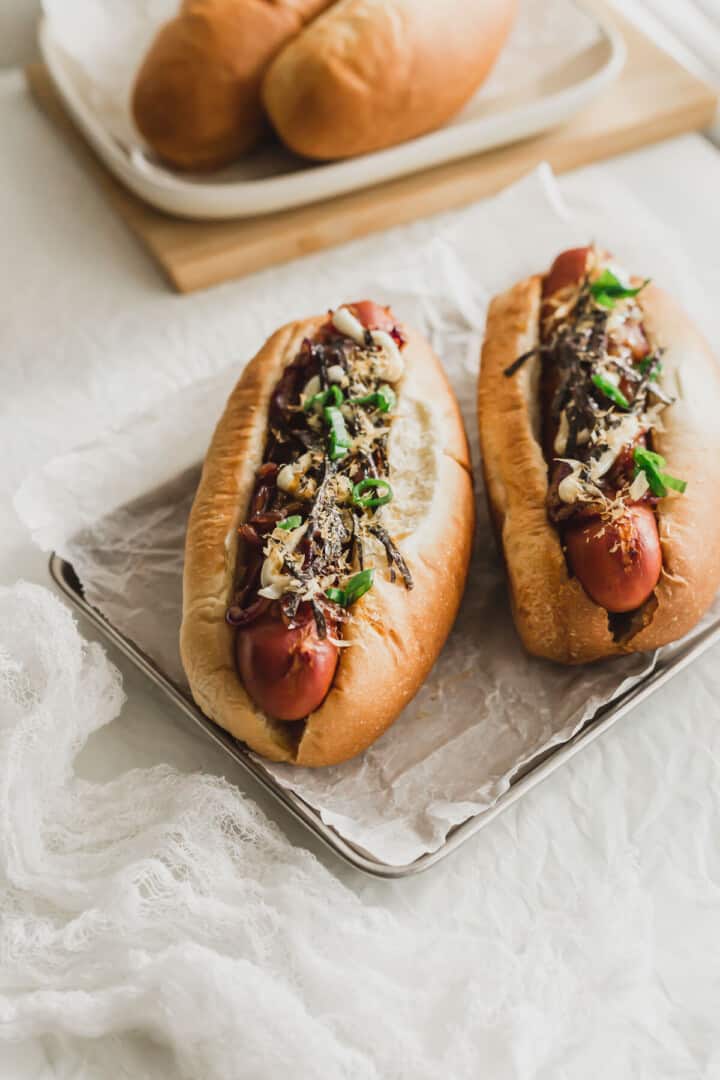 Easy Japanese Terimayo Hot Dogs (Japadog-Inspired) | Sift & Simmer