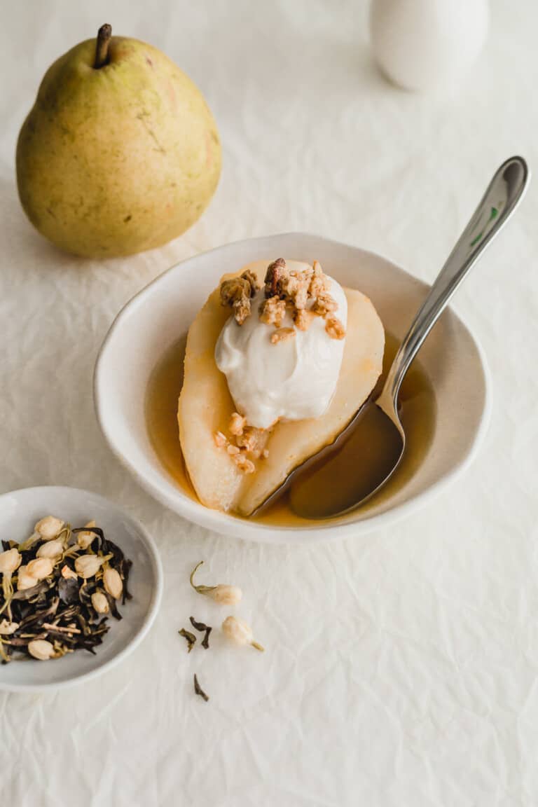 Jasmine Tea Poached Pears | Sift & Simmer