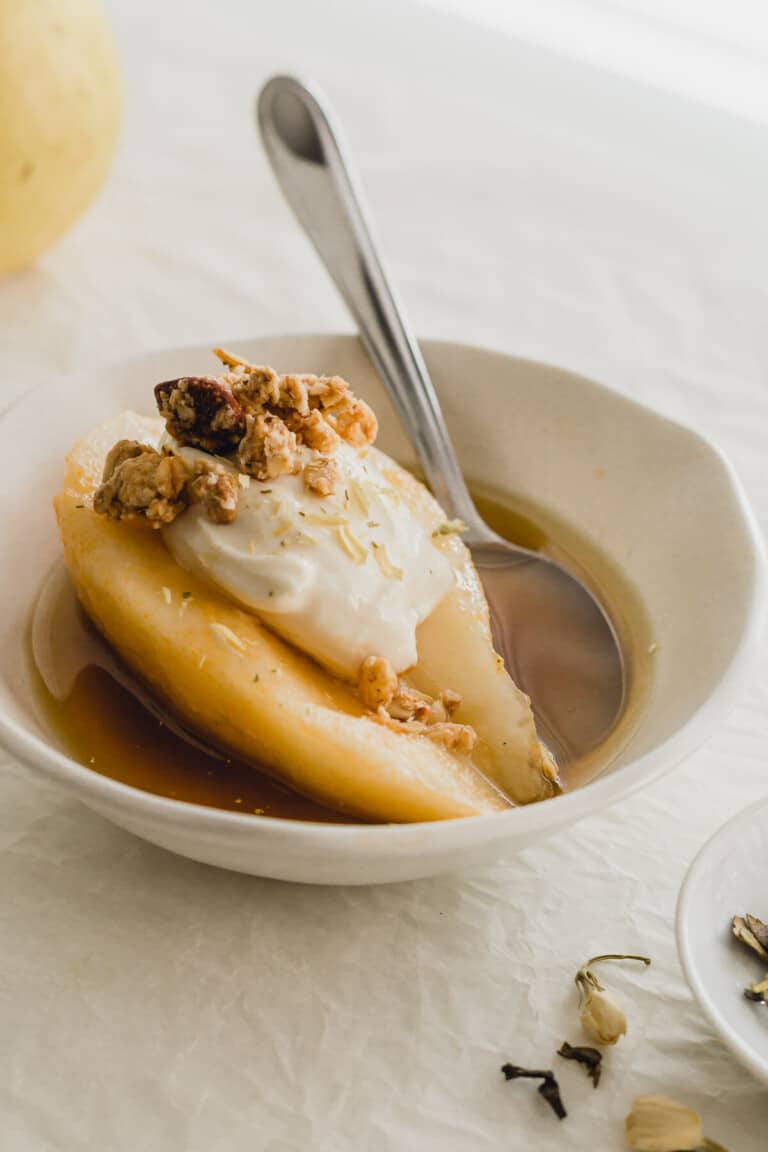 Jasmine Tea Poached Pears | Sift & Simmer