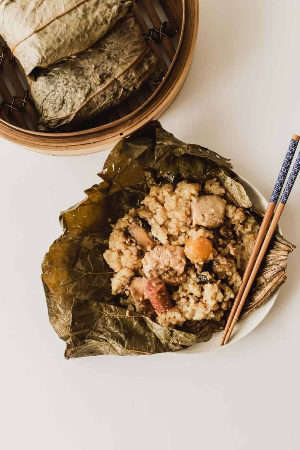 Lo Mai Gai 糯米雞 (Chinese Sticky Rice in Lotus Leaf) | Sift & Simmer