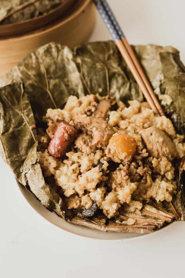 Lo Mai Gai 糯米雞 (Chinese Sticky Rice in Lotus Leaf) | Sift & Simmer