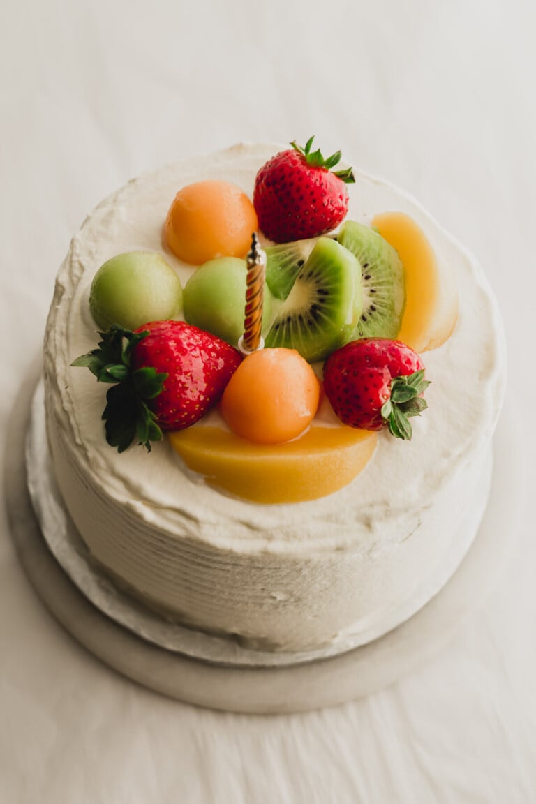 Chinese Bakery-Style Mixed Fruit Birthday Cake | Sift & Simmer