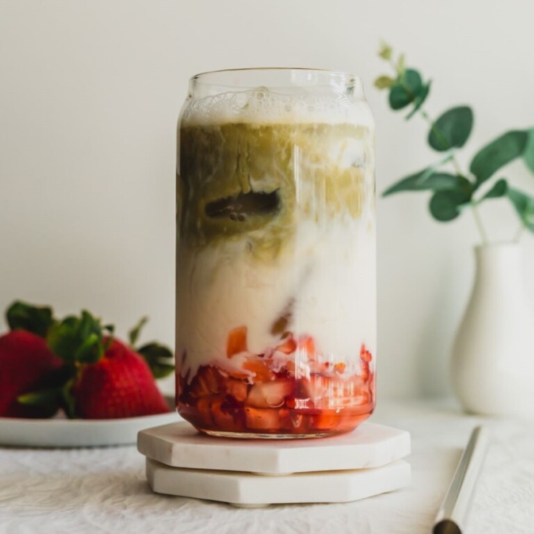 Strawberry Jasmine Oat Latte | Sift & Simmer