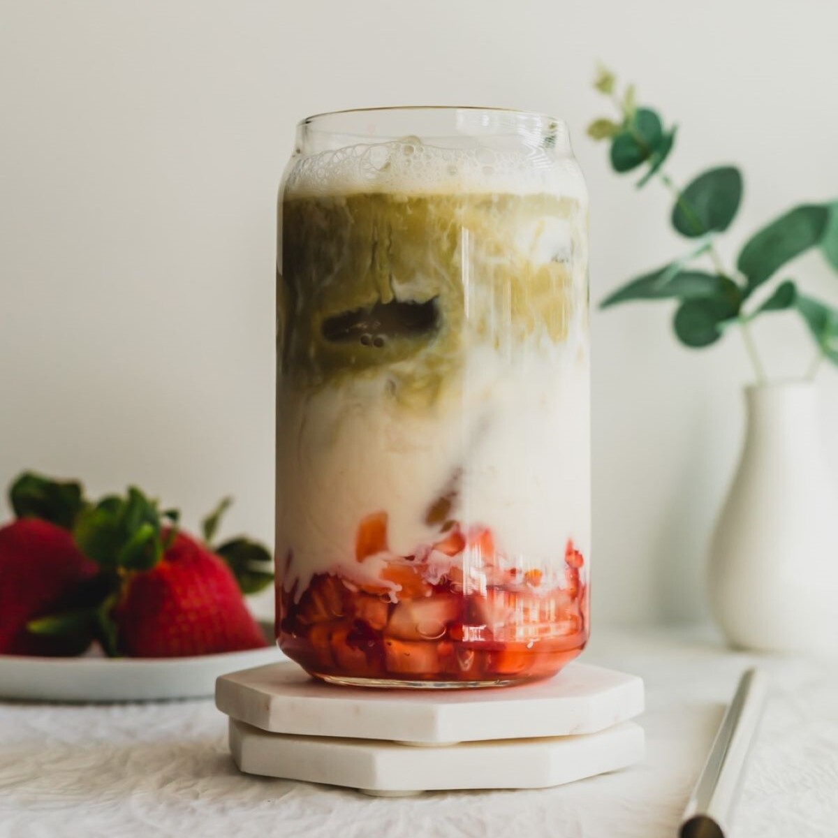 Strawberry Jasmine Oat Latte | Sift & Simmer