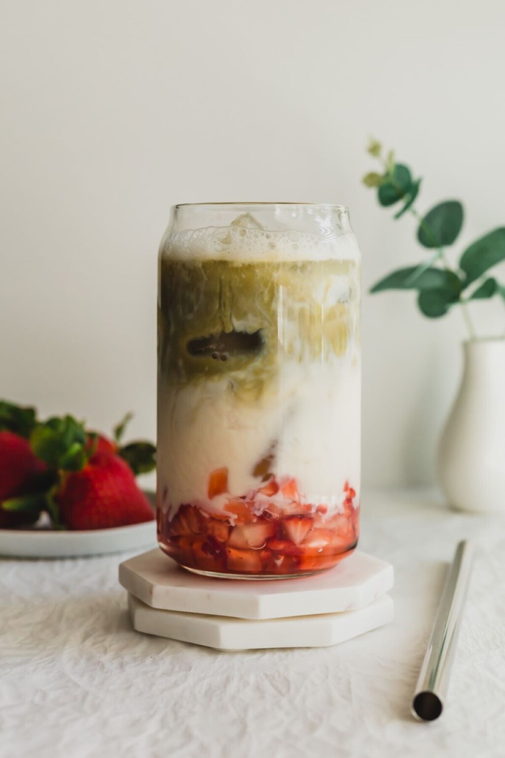 Strawberry Jasmine Oat Latte | Sift & Simmer