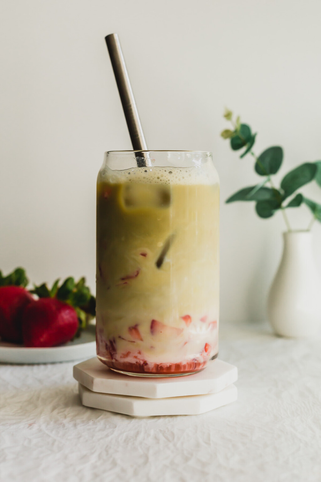 Strawberry Jasmine Oat Latte | Sift & Simmer